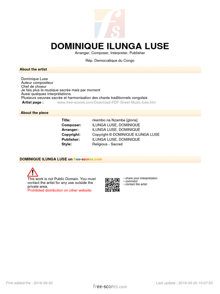 (Free Scores - Com) - Ilunga Luse Dominique Nkembo Nzambe 95842 149 | PDF