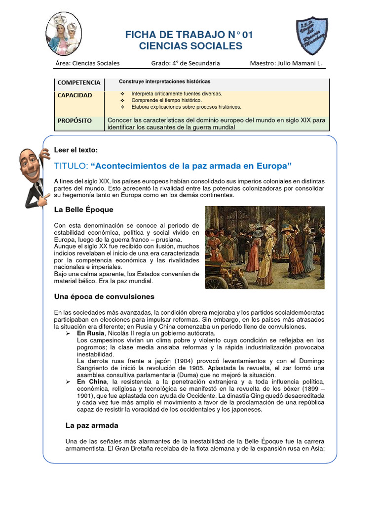 Ficha de Trabajo N1 CCSS - 4 Ano Secundaria | PDF | Imperio ruso ...