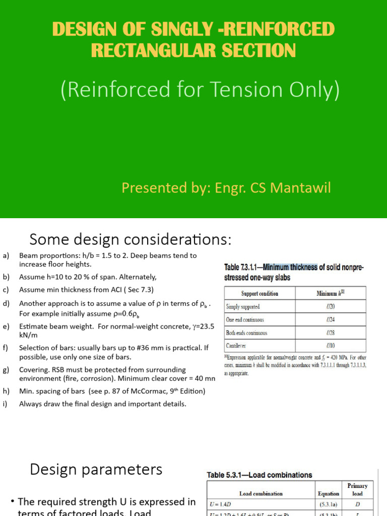 Lec4 Design SinglyReinforced | PDF | Science & Mathematics