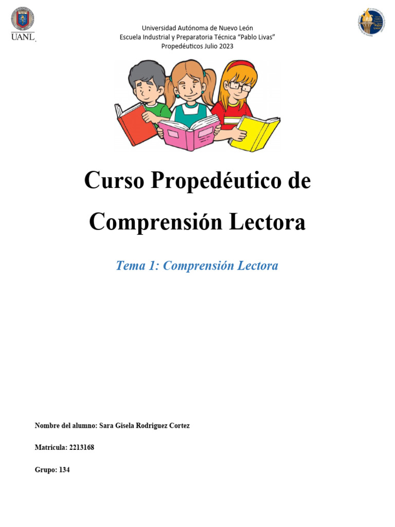 Comprension Lectora Tema 1 | PDF | Comprensión lectora