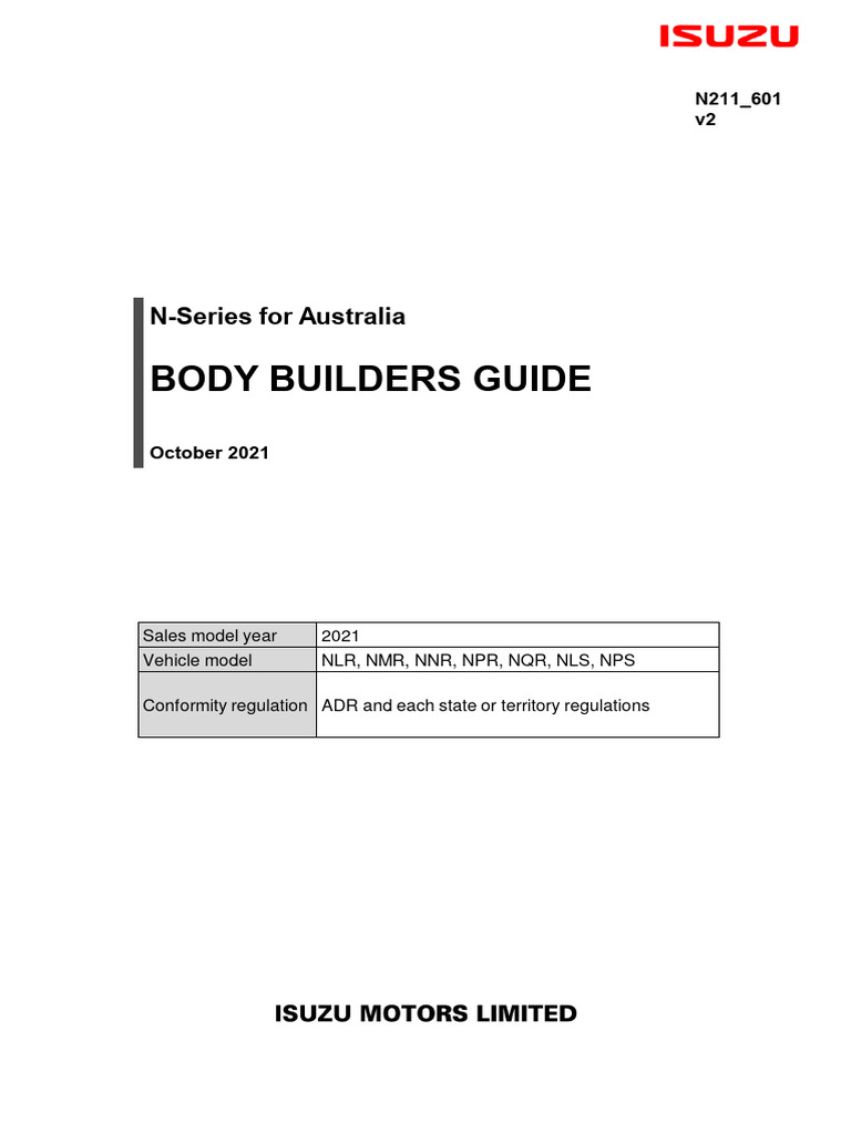 Body Builders Guide MY2021 N Series IAL BBG - Oct2021 | PDF | Screw | Truck