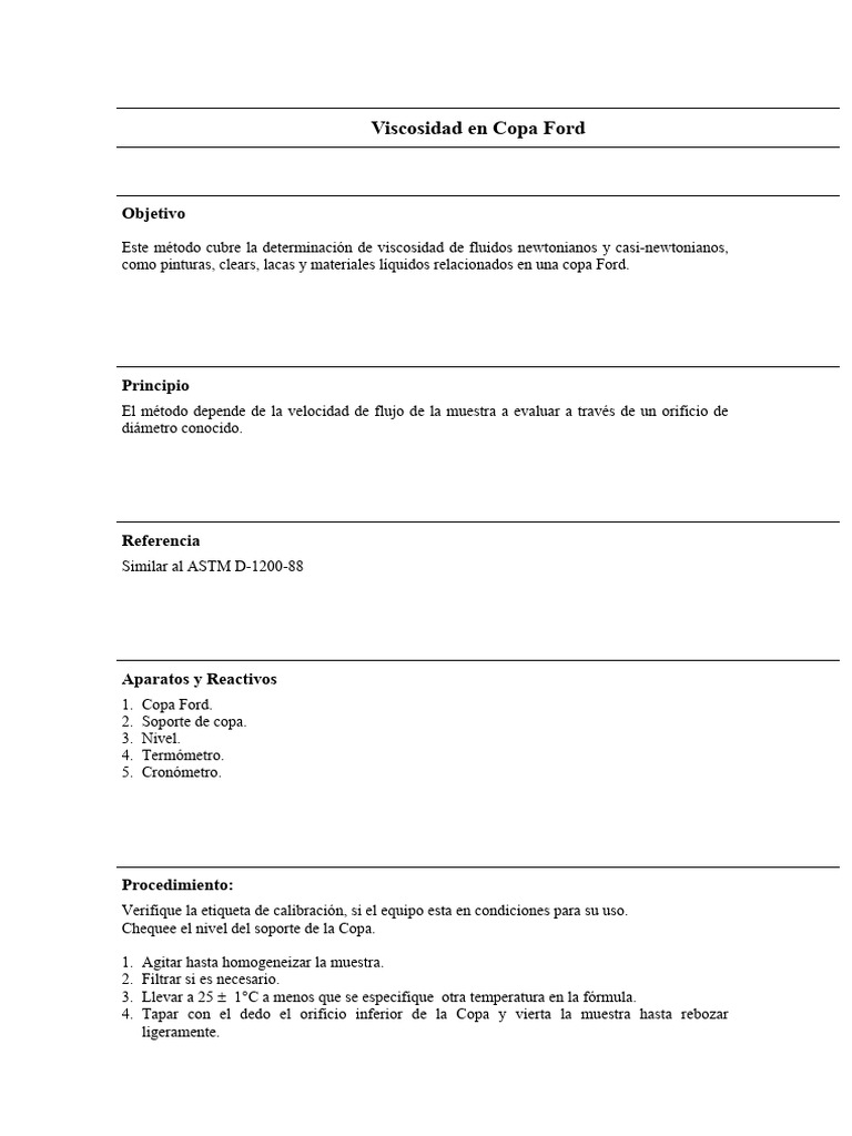 Viscosidad en Copa Ford | PDF | Viscosidad | Líquidos