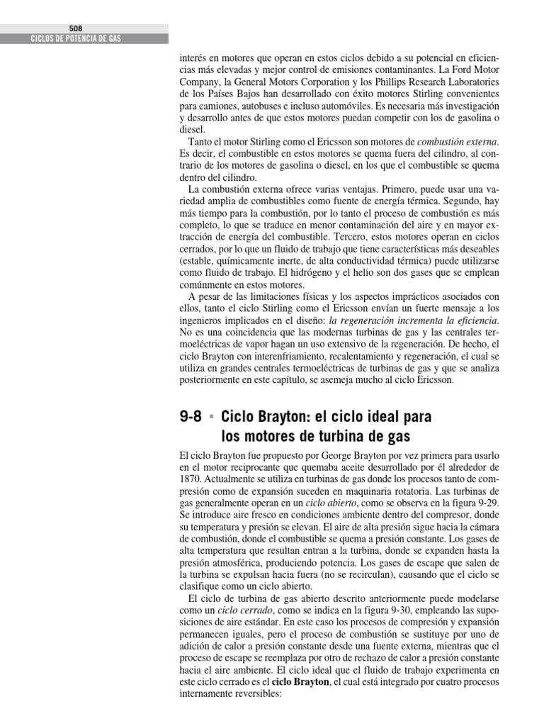 Ciclo de Brayton Libro Yunus Cengel 8va Edicion | PDF | Motores | Turbina