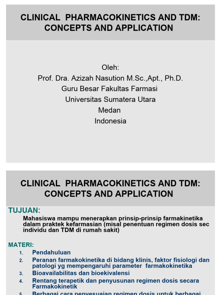 Farmakokin Klin TDM | PDF | Pharmacokinetics | Dose (Biochemistry)
