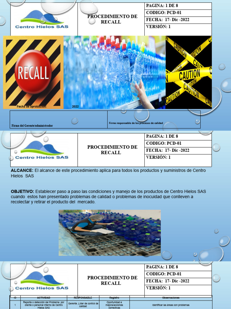 9.PROCEDIMIENTO RECALL | PDF