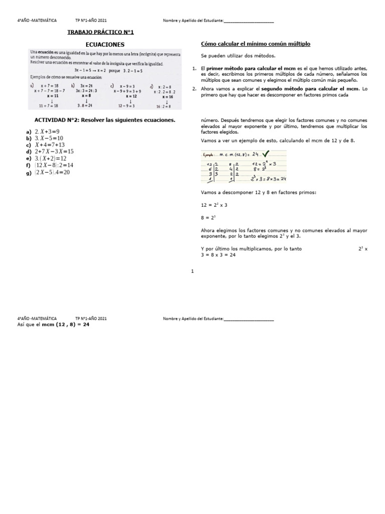 4°año-Matematica-Tp N°3 | PDF | Matemáticas | Matemática Elemental
