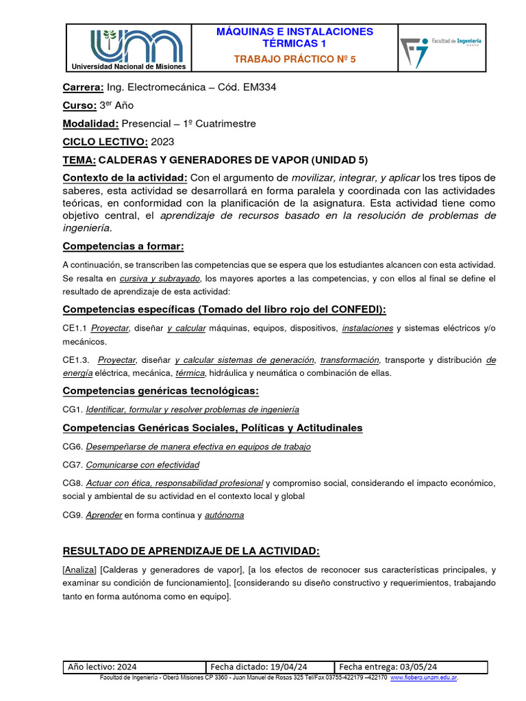 tp5 - MT - UNAM OBERA MISIONES 2024 | PDF | Combustión | Combustibles