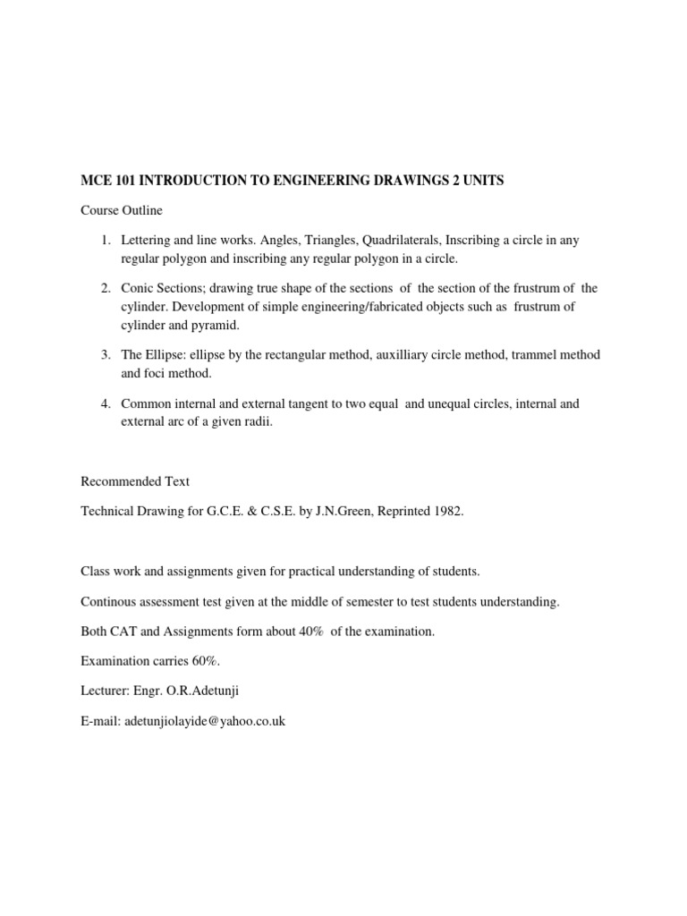 470 - Mce 101 Introduction To Engineering Drawings | PDF | Triangle | Circle