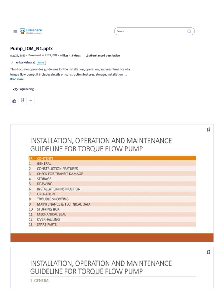 Pump_IOM_N1.pptx | PDF | Pump | Bearing (Mechanical)
