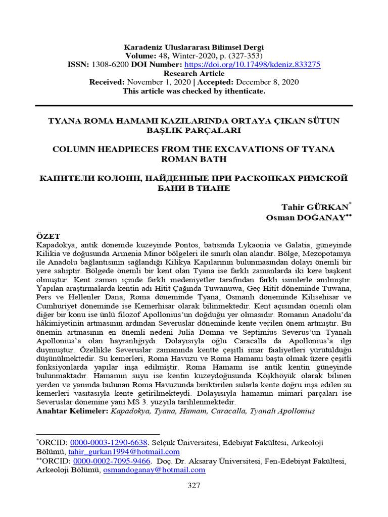 Tyana Roma Hamam Kazilarinda Ortaya Cika | PDF