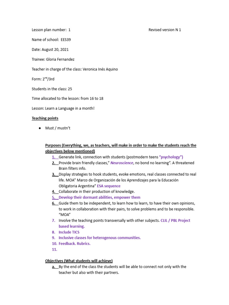 Modelo Lesson Plan Aquino Revised Version N 1 | PDF | Cognitive ...