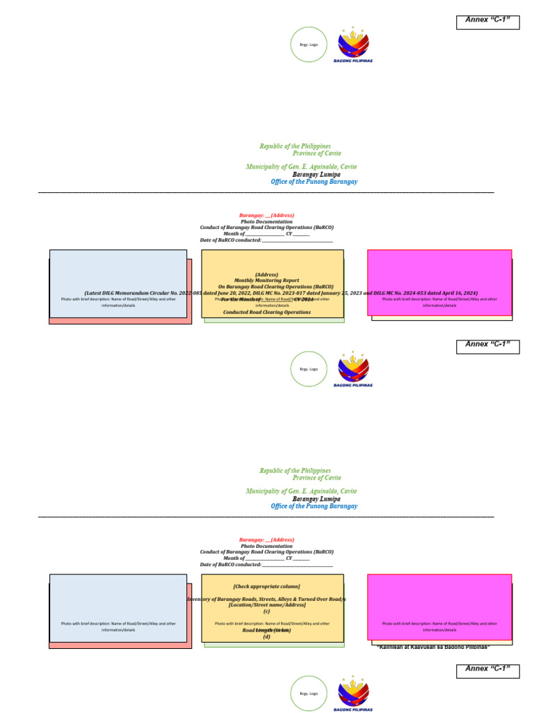 Annex C-1 - Photo Documentation - Barangay BaRCO Monthly Monitoring ...