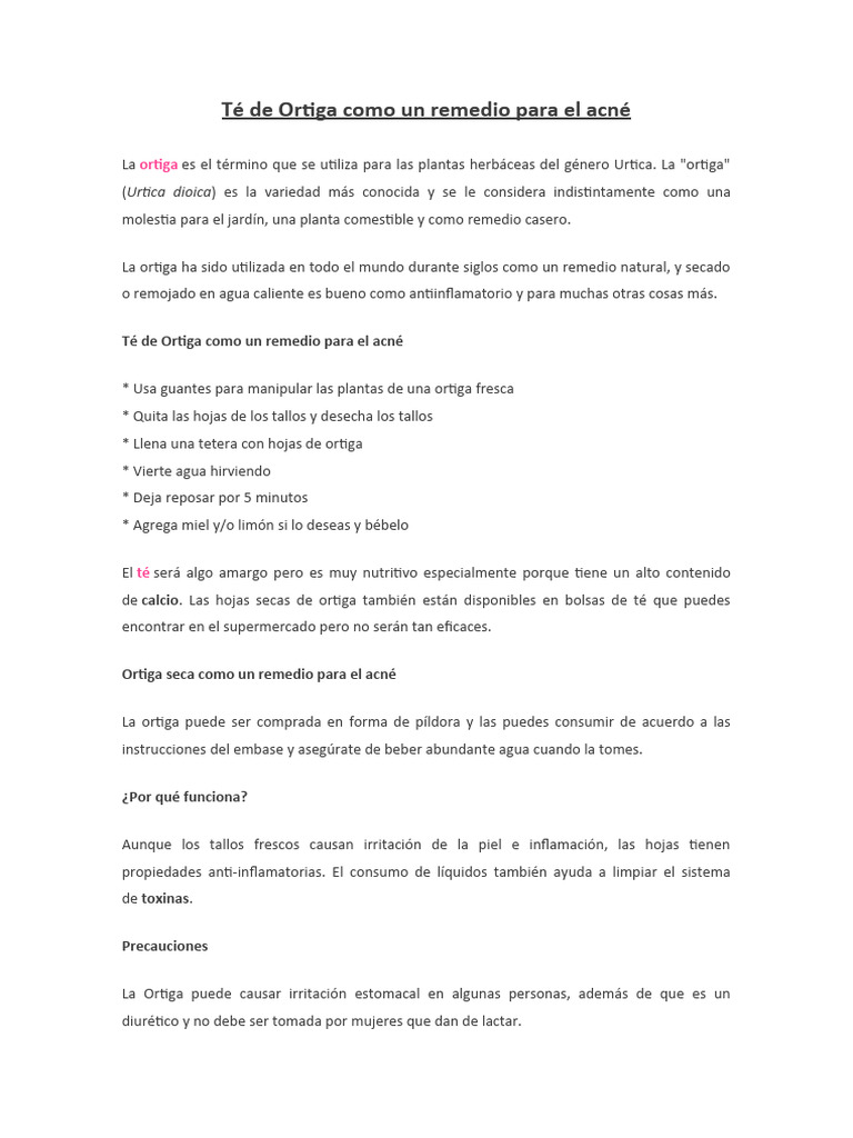 Té de Ortiga Como Un Remedio | PDF | Té | Artritis