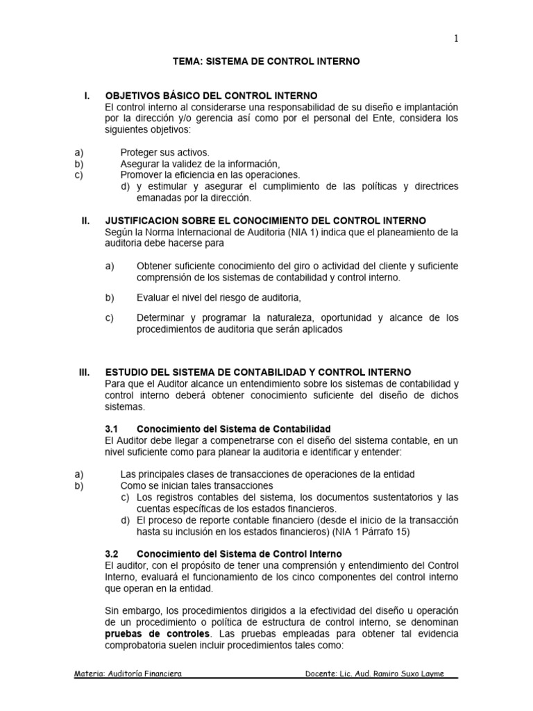 Tema Control Interno | Descargar gratis PDF | Auditoría | Cuestionario