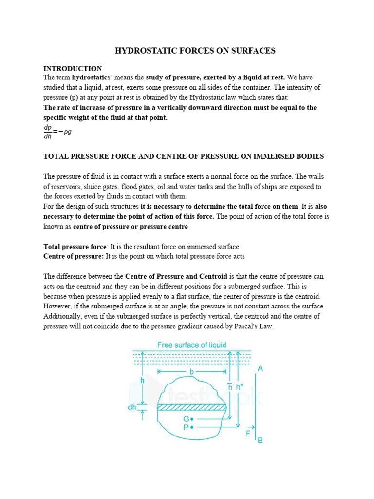 Fluid Mechanics-Hydrostatic Forces | PDF | Pressure | Mechanics