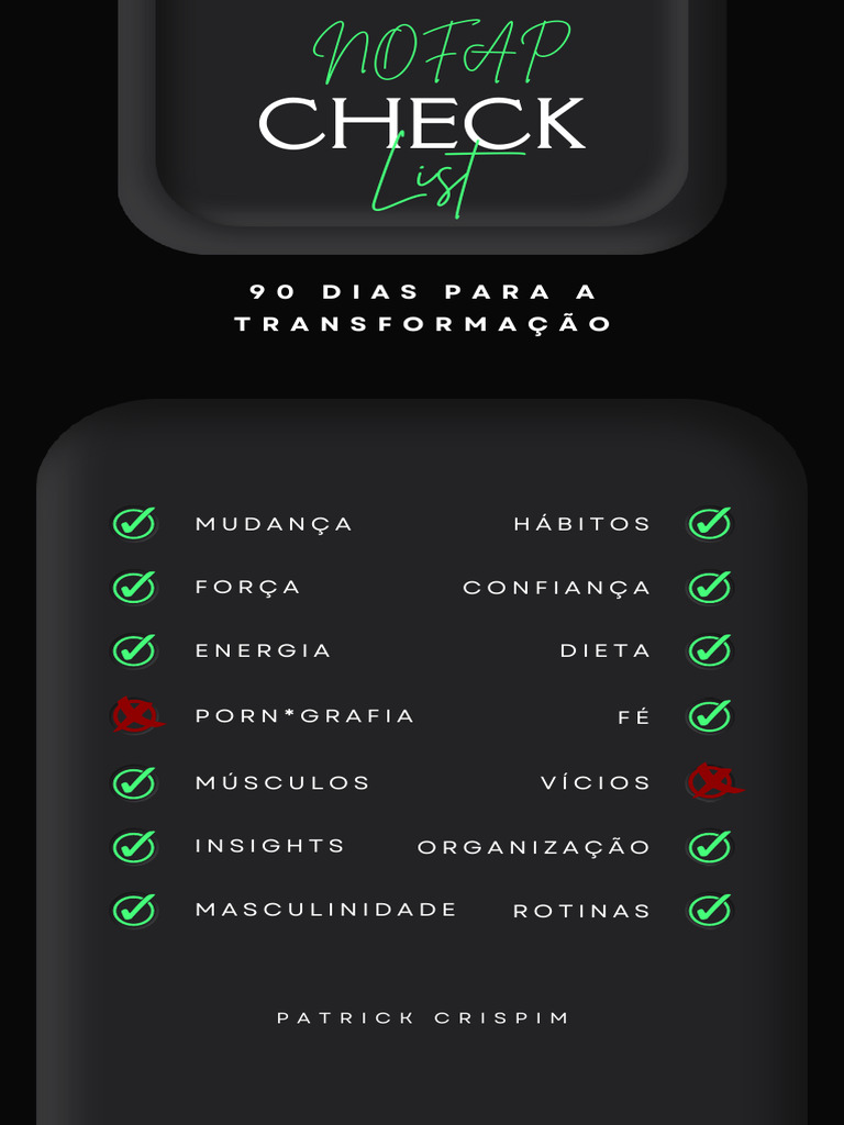 Checklist Nofap - Patrick Crispim | PDF | Pensamento | Dormir