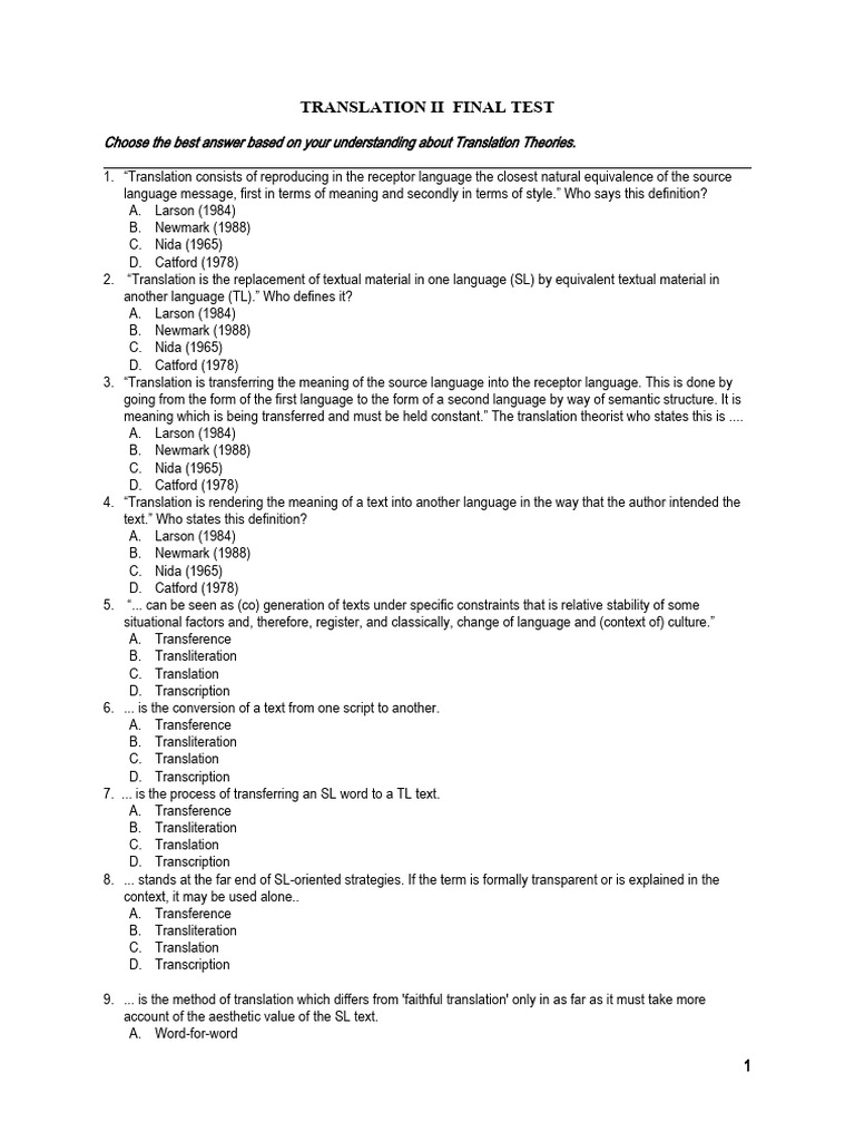 Translation Test | Download Free PDF | Translations | Idiom