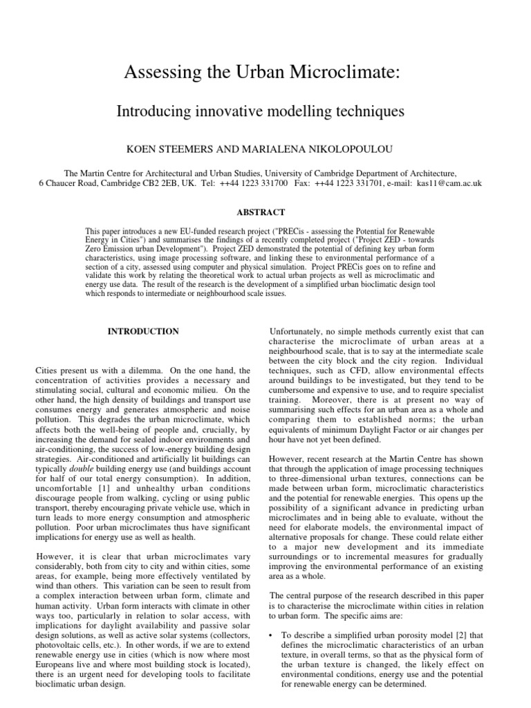 Urban Microclimate Modelling Techniques | PDF | Green Building ...