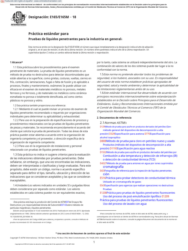 Astm E165 18 Liquidos Penetrantes | PDF | Soldadura | Construcción