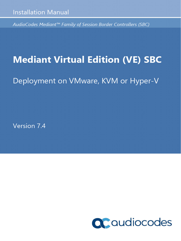Mediant Virtual Edition Sbc Installation Manual Ver 74 | PDF | Hyper V | Open Stack