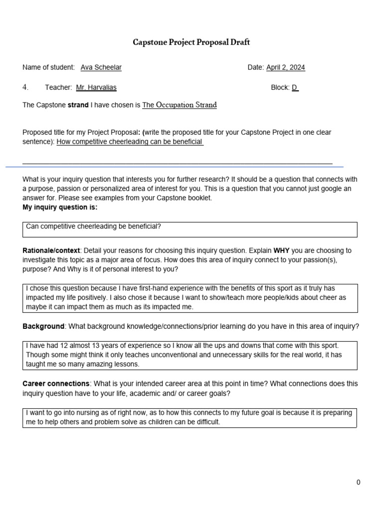 Edited - Capstone Project Proposal Draft Stud | PDF | Creativity | Mentorship