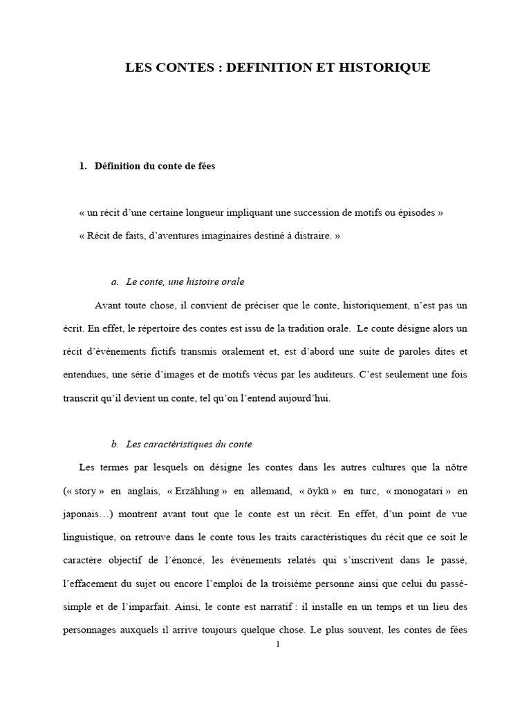 Définition et caractéristiques du conte | PDF | Fiction générale