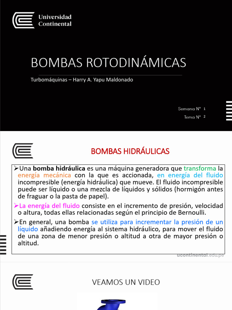 Semana 2 - Bombas rotodinámicas | PDF | Bomba | Hidráulica