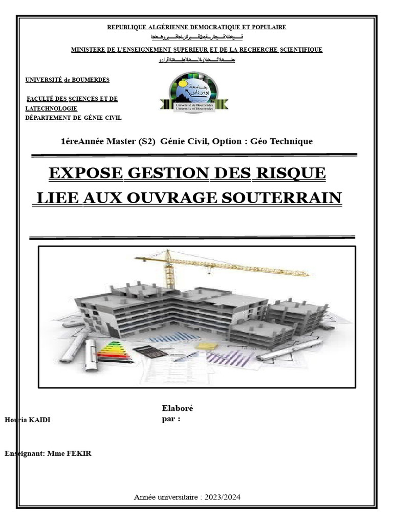 Gestion Des Risque PDF | PDF | Tunnel | Ventilation (Architecture)