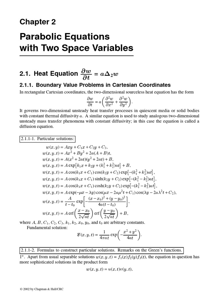Parabolic Equations With Two Space Variables: 2.1. Heat Equation | PDF | Function (Mathematics ...