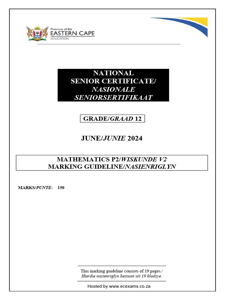 Maths P2 Memo Gr12 June 2024 Afrenglish Pdf Geometry Special Functions 