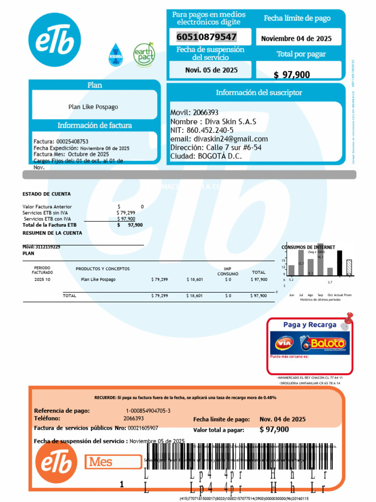 Tu Factura ETB Diciembre de 2015 | PDF
