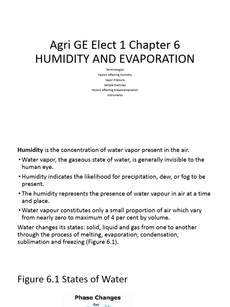 Agrometeorology HUMIDITY AND EVAPORATION | PDF | Humidity ...