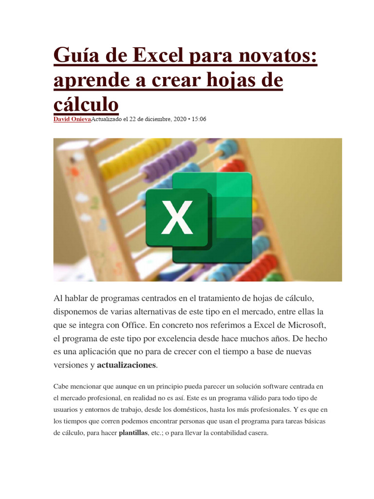 Guía de Excel para Novatos | PDF | Microsoft Excel | Microsoft Office
