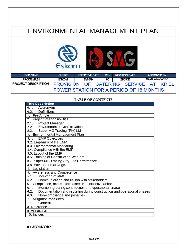 Kriel Power Station EMP Guide | PDF | Environmental Impact Assessment ...