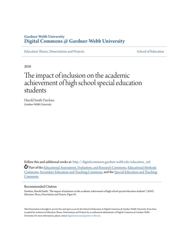 The Impact of Inclusion On The Academic Achievement of High School ...