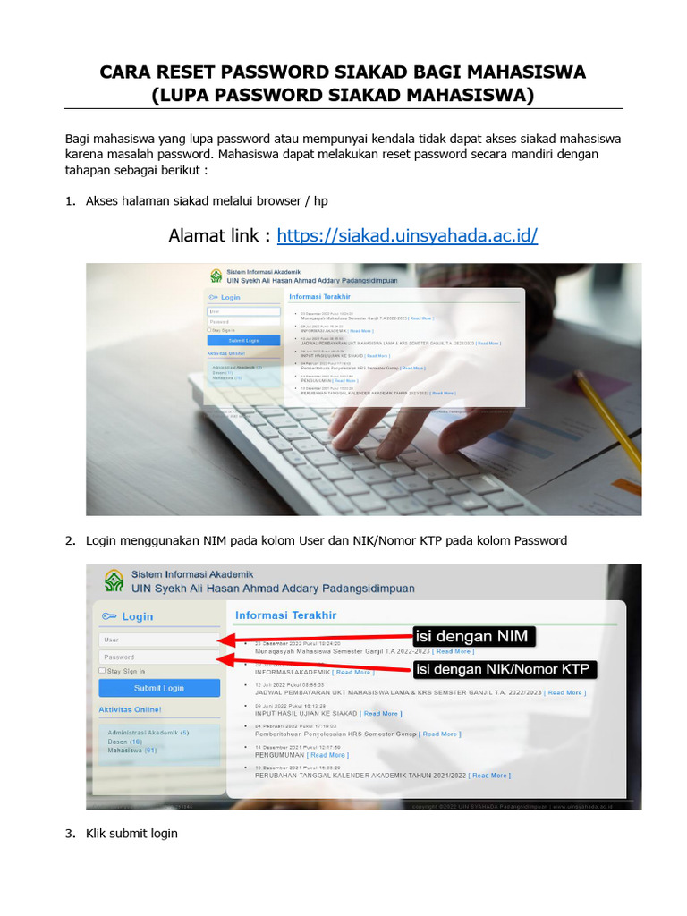 Cara Reset Password Siakad Bagi Mahasiswa | PDF | Komputer