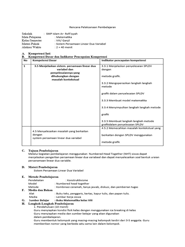 Contoh Format Rpp | PDF