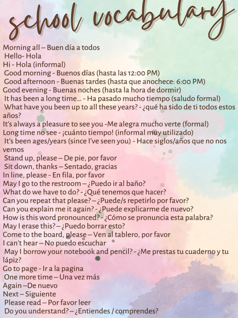 Morning All – Buen Día a Todos Hello- Hola Hi - Hola (Informal) Good Morning - Buenos Días ...