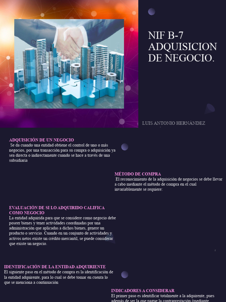 Presentacion Nif B-7 | PDF | Activo intangible | Valoración (Finanzas)