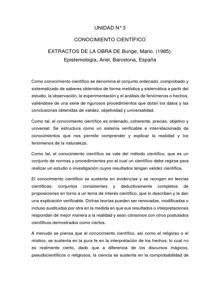 UNIDAD 3 CONOCIMIENTO CIENTIFICO | Descargar gratis PDF | Método ...