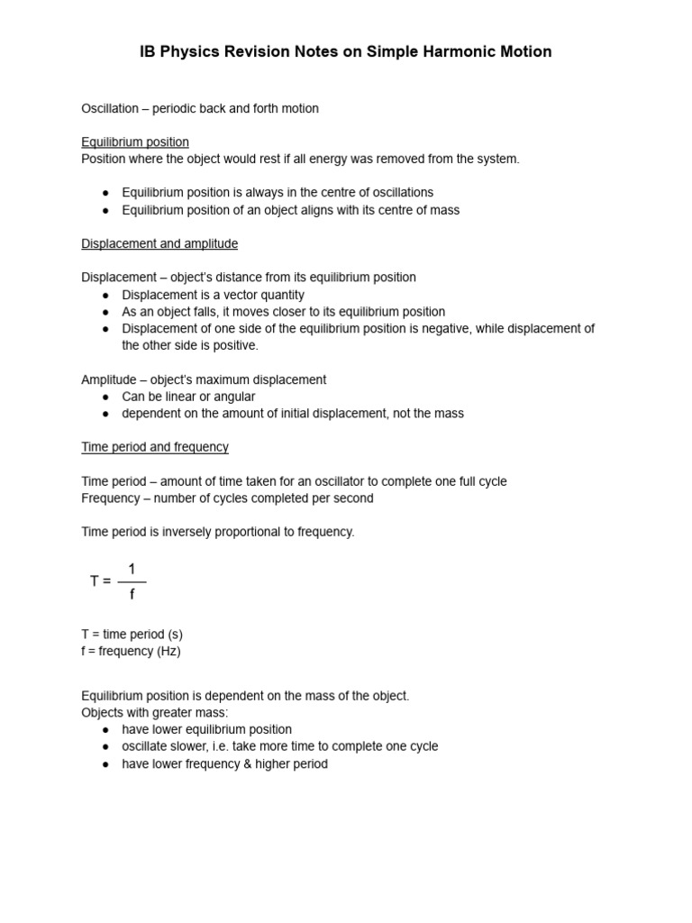 Physics Week 31 Reading Assignment Teddy Kim Pdf Pendulum