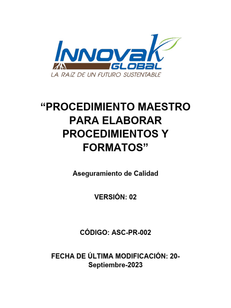 OPCA-PR-001 Procedimiento para Elaborar Procedimientos y Formatos | PDF | Informática