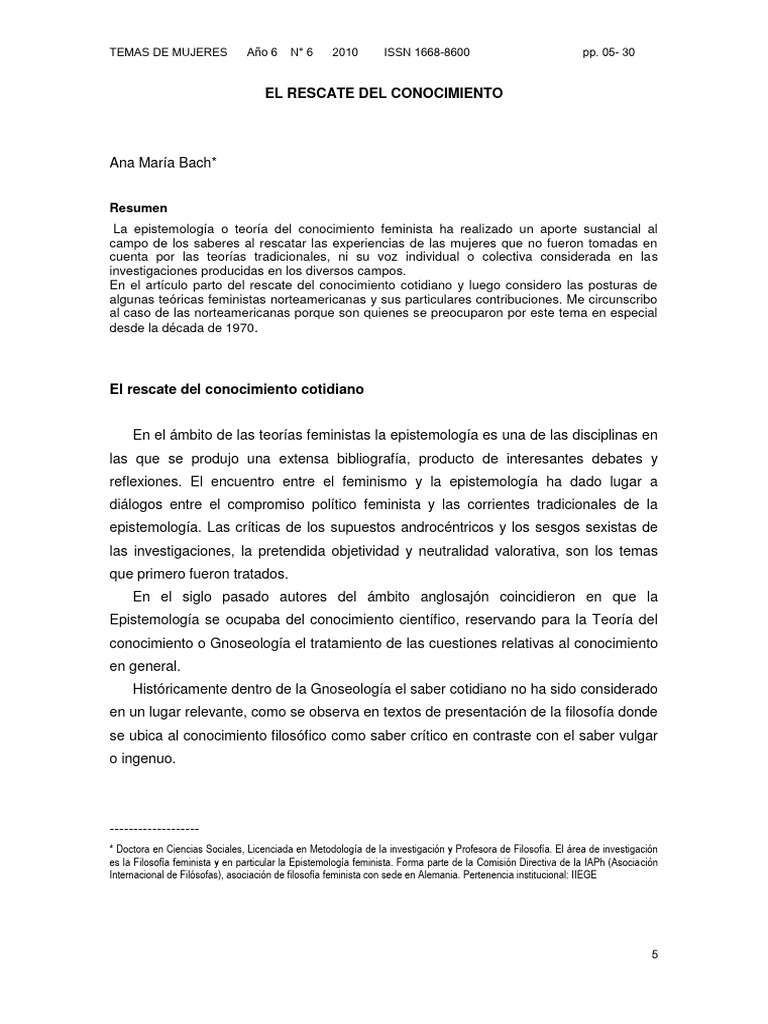 BACH EL RESCATE DEL CONOCIMIENTO | PDF | Conocimiento | Empirismo