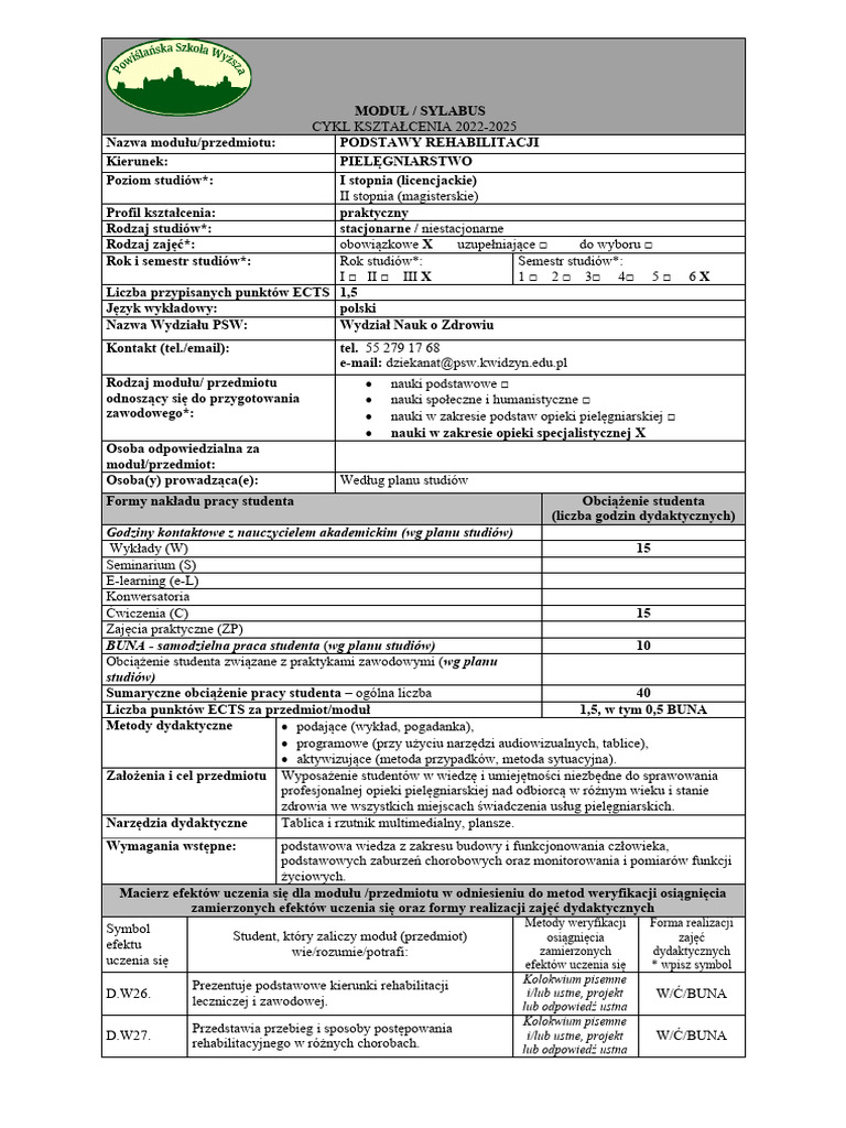 11 Podstawy Rehabilitacji 2022-23 Sem VI | PDF
