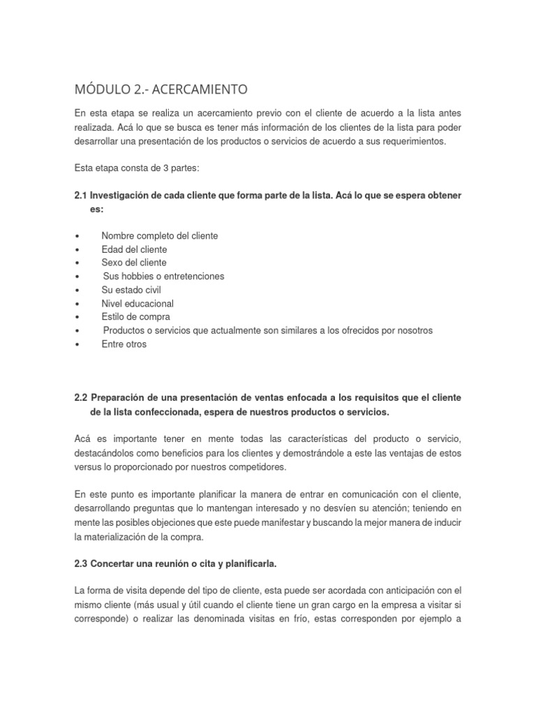 Estrategias de Acercamiento al Cliente | PDF