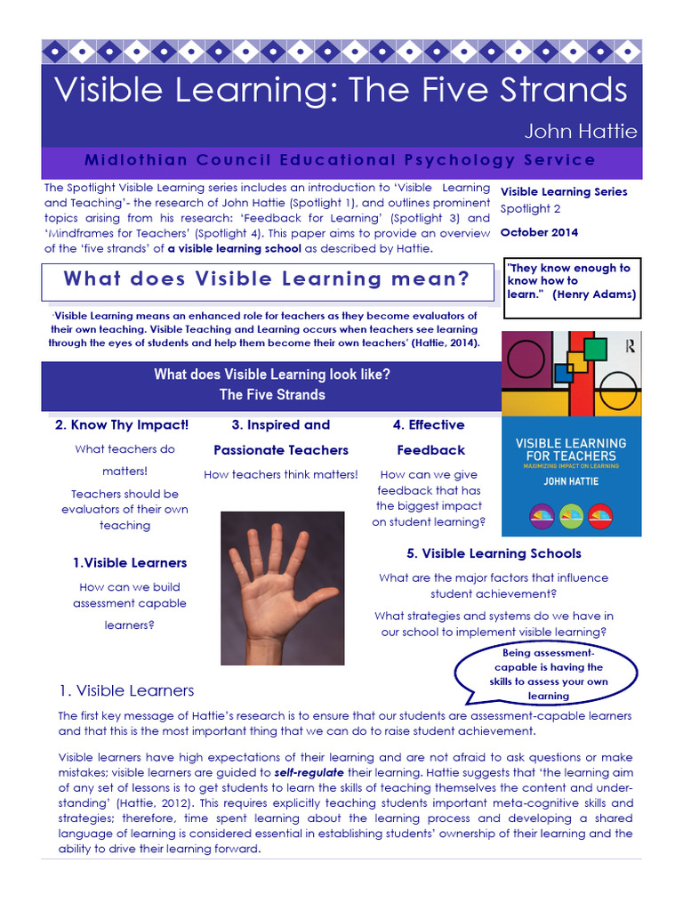 Visible Learning The Five Strands | Download Free PDF | Learning | Teachers