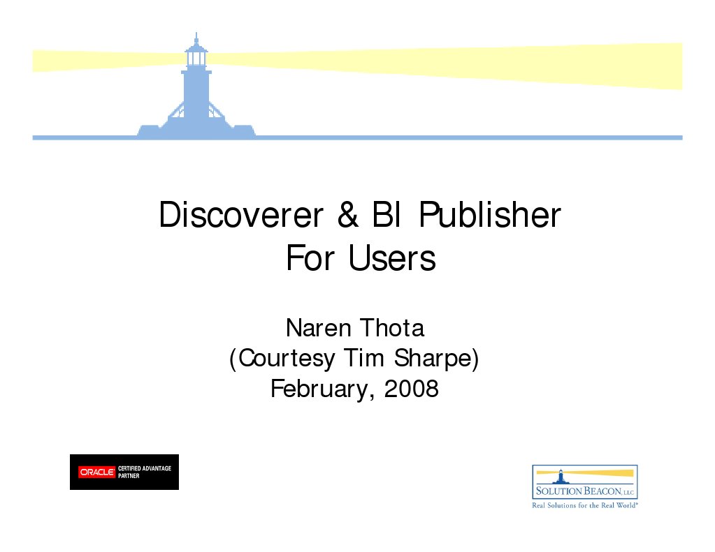 Discoverer and Bi Publisher | PDF | Business Intelligence | Oracle ...