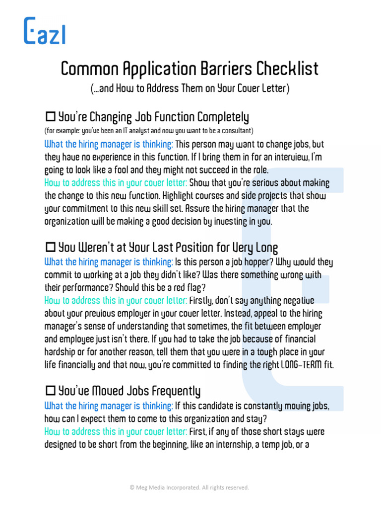 3.1 Eazl 's Application Barriers Checklist | Download Free PDF ...