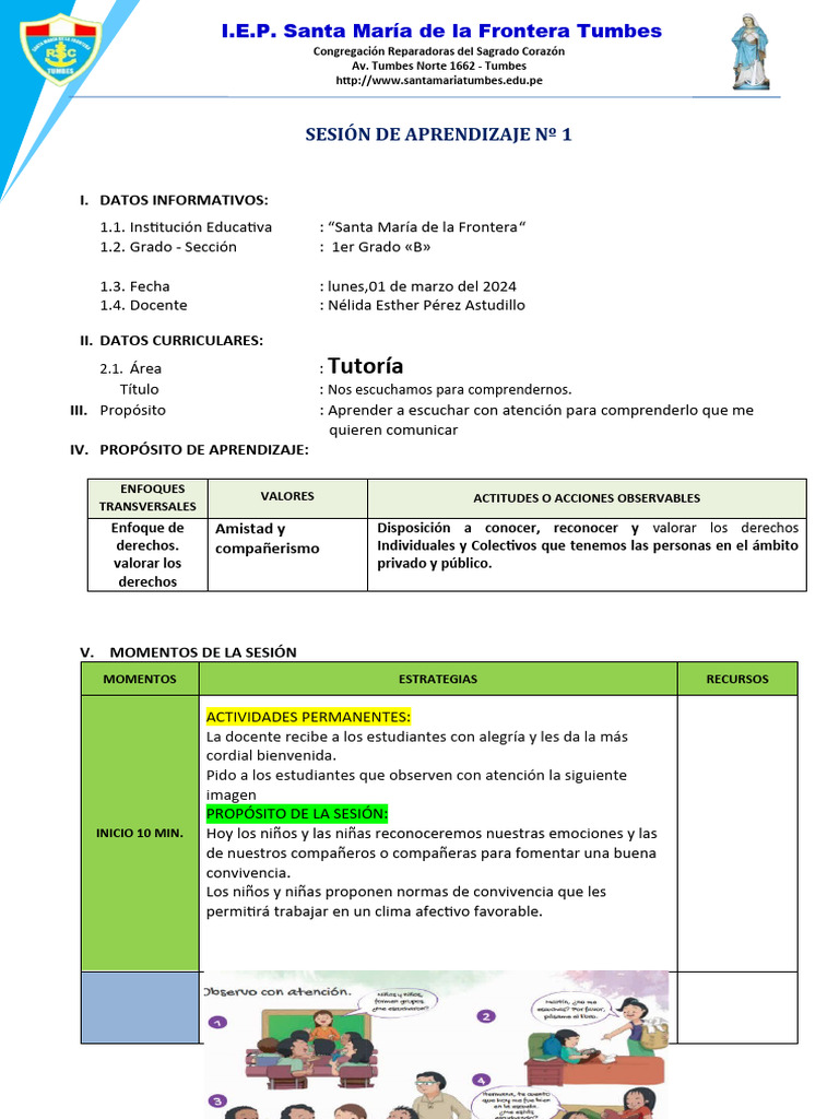 Sesión de Aprendizaje N3 Tutoria (25 - 2 | PDF | Aprendizaje | Ciencia cognitiva