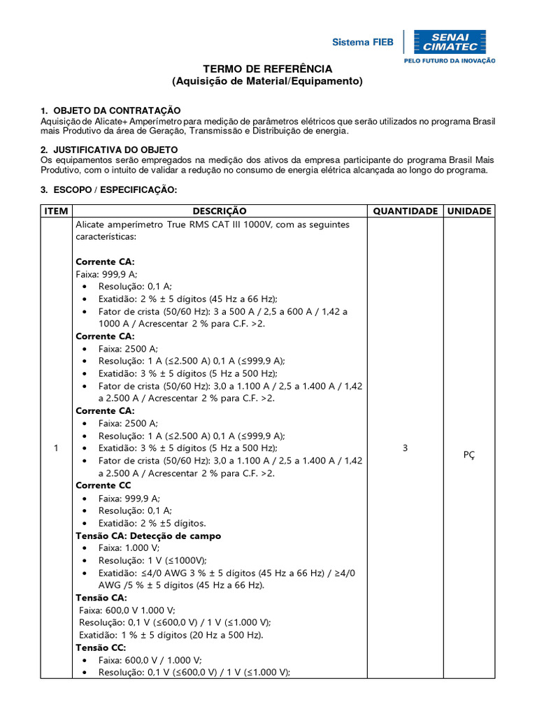 Termo de Referência | PDF | Tecnologia e Engenharia